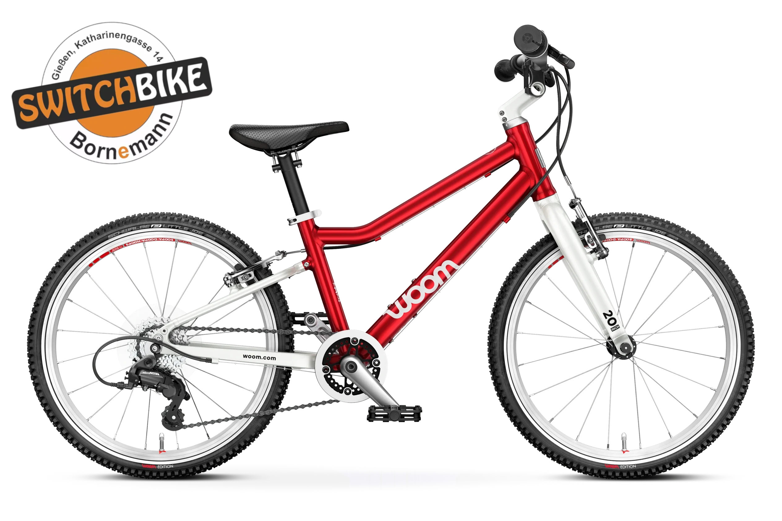 WOOM 4 Anniversary Red - Kinder-Fahrrad mit Aluminiumrahmen und Micro Shift Drehschaltgriff - 7 ...